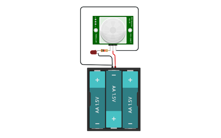 Circuit design motion detector - Tinkercad