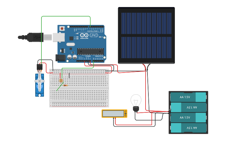 Circuit design SOLAR SUN TRACKER SYSTEM - Tinkercad