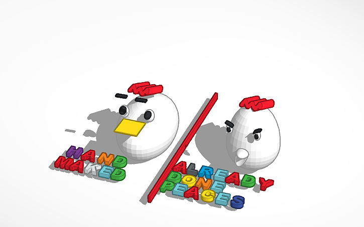 3D design funny chickens and diffrens betewen basic shapes and other ...