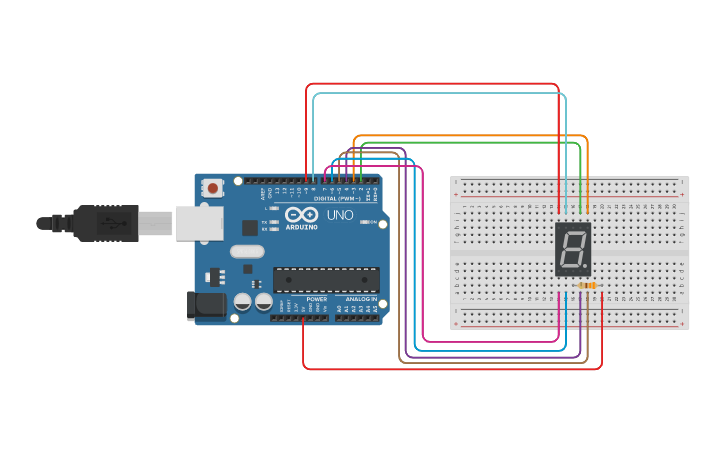 Circuit design Seven segment - Tinkercad