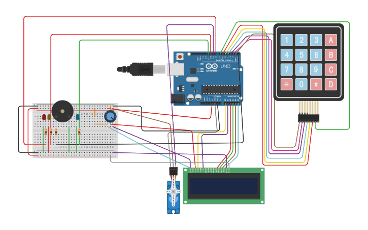 Circuit design Buka pintu arduino | Tinkercad