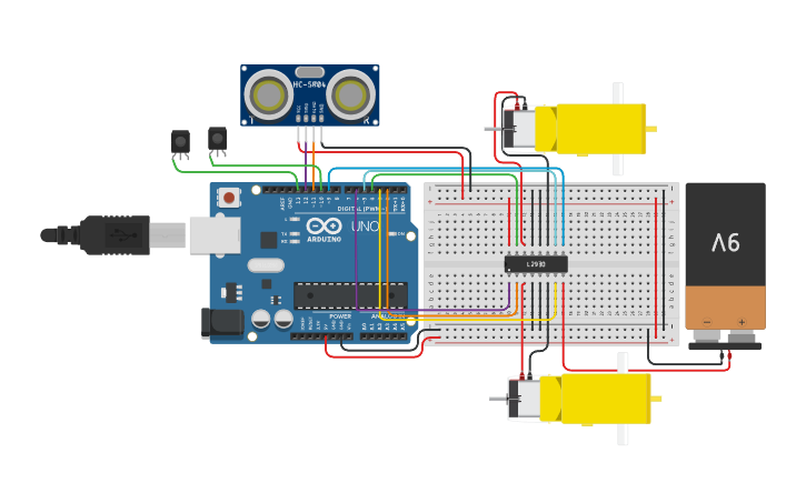 Circuit design robot minisumo - Tinkercad