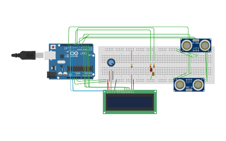Circuit design Detecteur de distance - Tinkercad