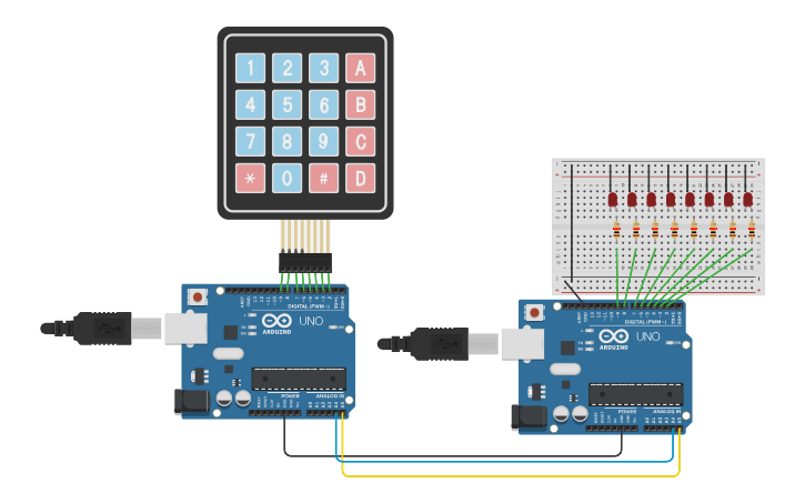 Circuit design 4x4 Keypad + I2C - Tinkercad