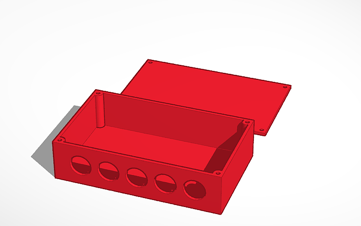3d Design Project Box With Lid And 5 13mm Ports Tinkercad