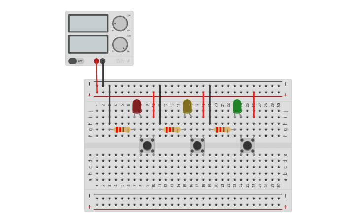 Circuit design LEDES Y RESISTENCIAS IHC | Tinkercad