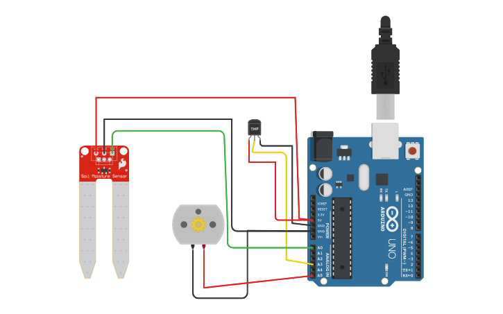 Circuit design build a plant watering system - Tinkercad