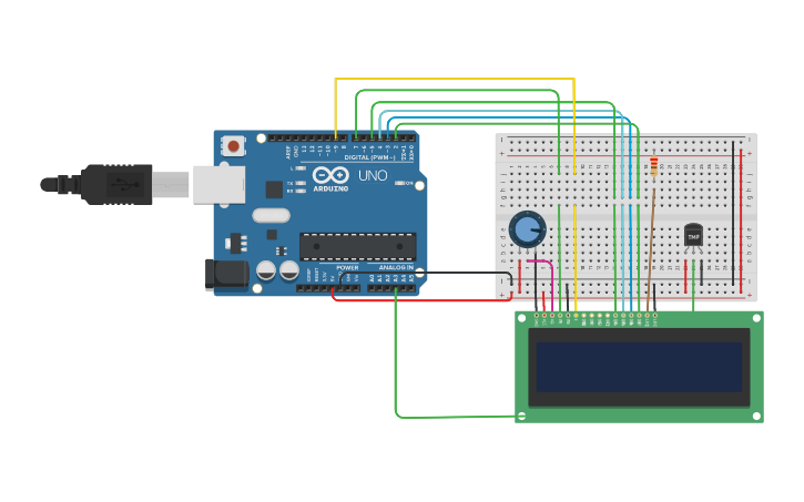 Circuit design Digital Thermometer using Arduino - Tinkercad