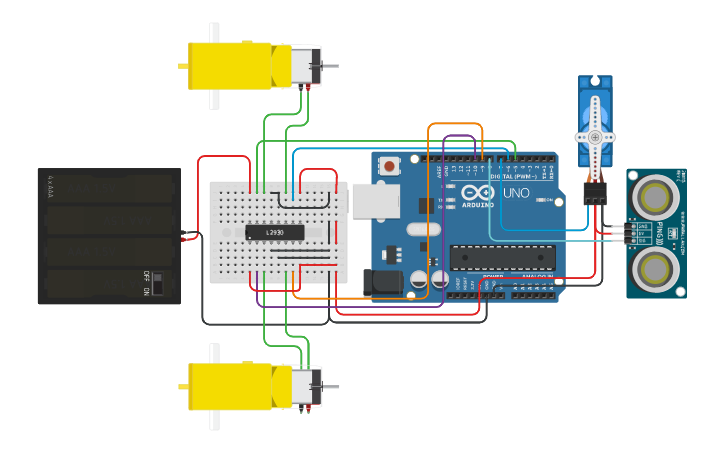 Circuit design AI_Ultrasonic_Car | Tinkercad