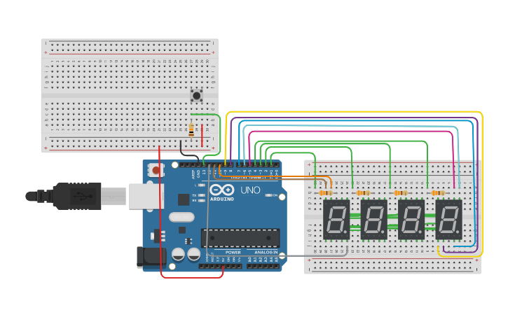Circuit design 7segment-Counter | Tinkercad