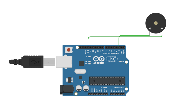 Circuit design morse code transmitter - Tinkercad