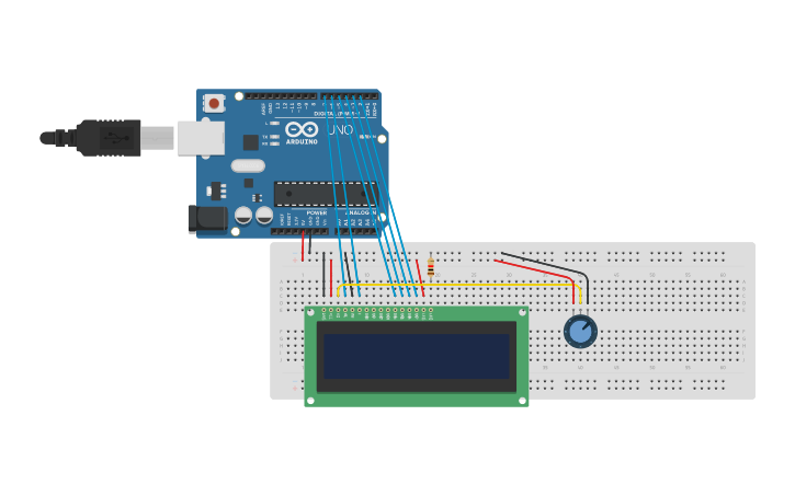 Circuit design Projeto Display LCD 16x2 - Tinkercad