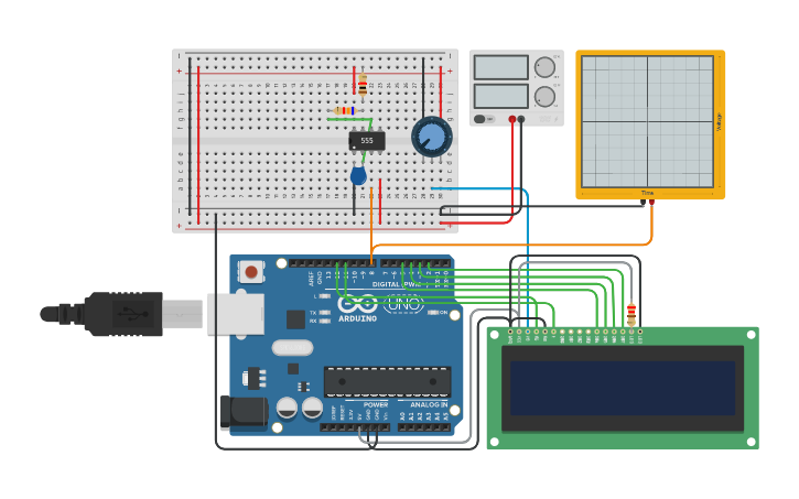 Circuit design Frequency counter - Tinkercad