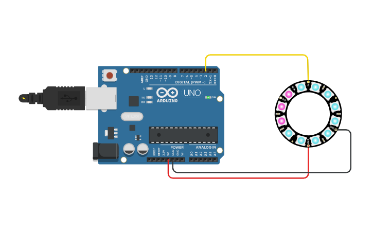 Circuit design Neopixel Ring - Tinkercad