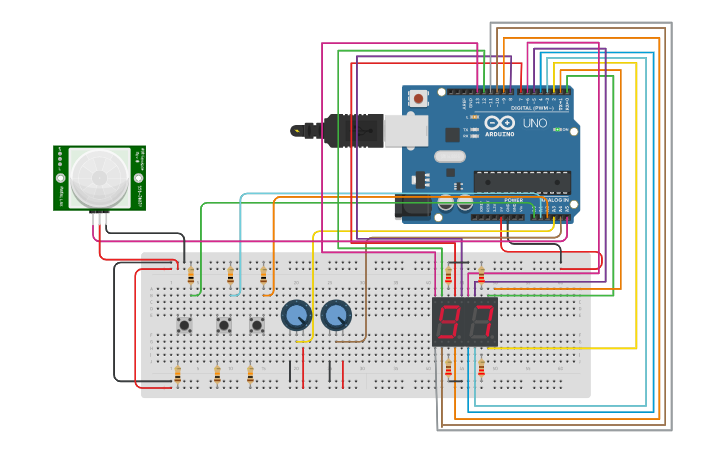 Circuit design 7 segment Display - Tinkercad
