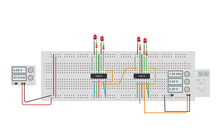 Circuit design 4 BIT DOWN COUNTER - Tinkercad