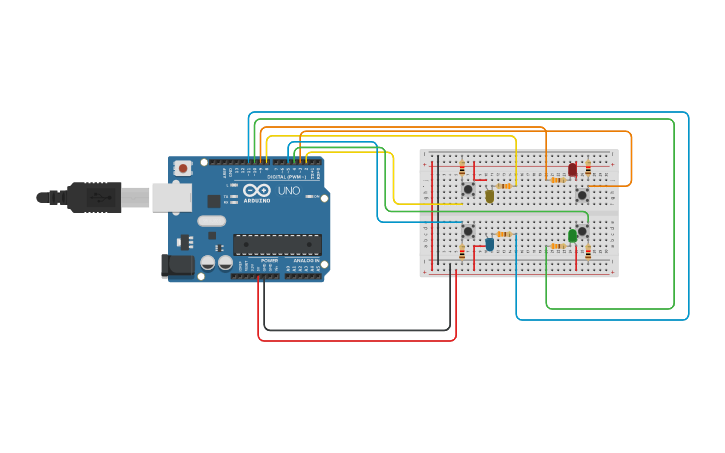Circuit design Game Memory with leds - Tinkercad