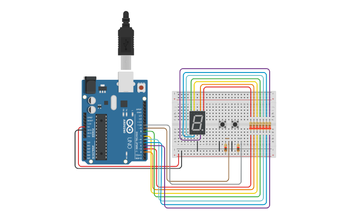 Circuit design DISPLAY Y PULSADOR (MATIAS PINILLA) - Tinkercad