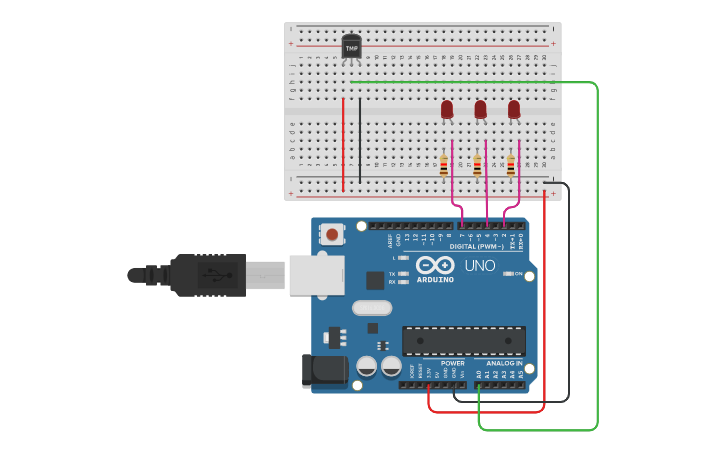 Circuit Design Temperature Sensor Tinkercad