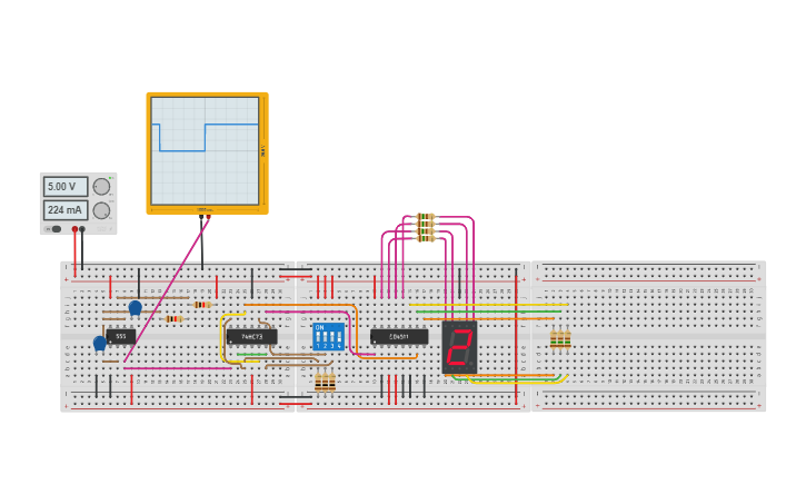 Circuit design Contador 2 Bits - Tinkercad