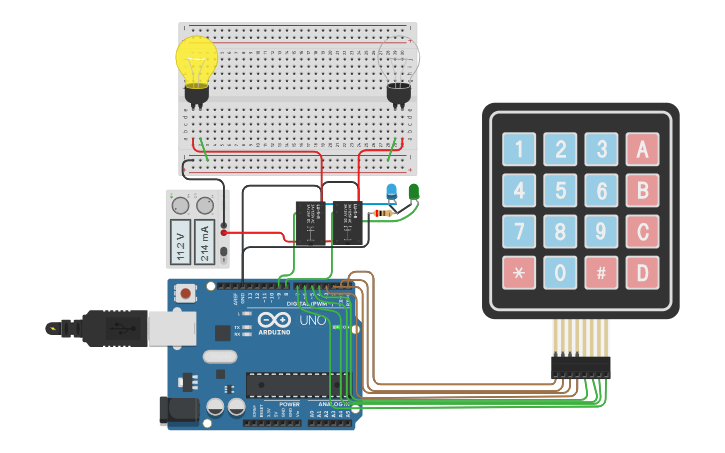 Circuit design Arduino+relè+tastierino - Tinkercad