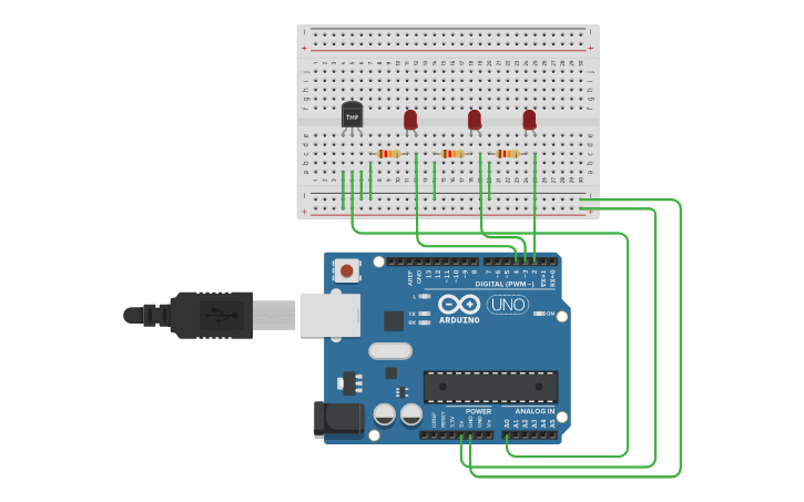 Circuit design Temperature sensor | Tinkercad