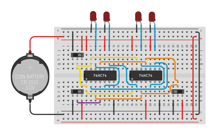Circuit Design Ring Counter Tinkercad