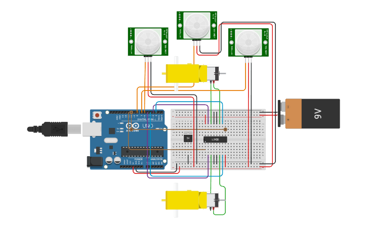 Circuit design Seguidor línea - Tinkercad