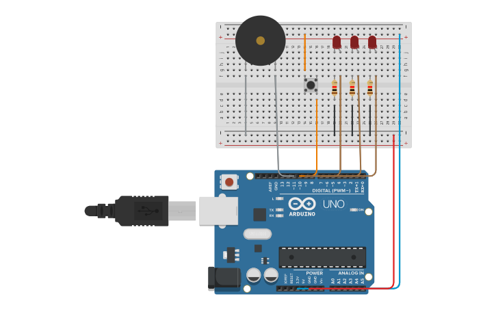 Circuit design arduino pulsador - Tinkercad