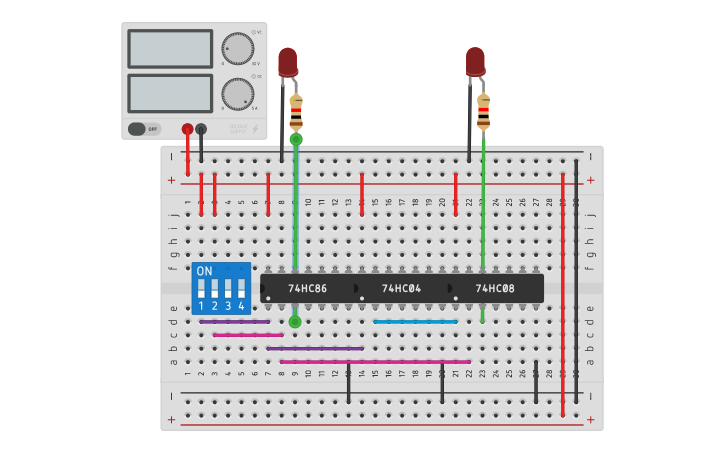 Circuit design Exp.5 : Half Subtractor using basic gates | Tinkercad