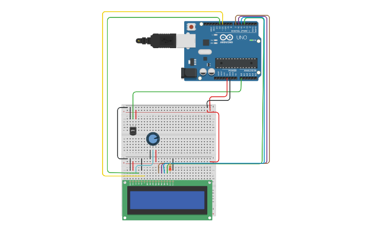 Circuit design Temperature Indicator - Tinkercad