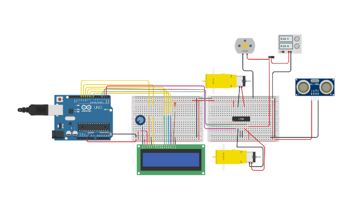 Circuit design Robot Aspiradora + menu - Tinkercad