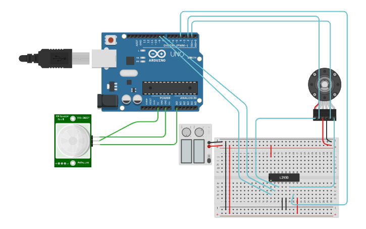 Circuit Design Pir Object Detection Tinkercad