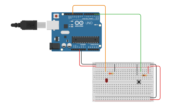 Circuit design Encender LED con pulsador (II) | Tinkercad Circuit design Encender LED con pulsador (II) | Tinkercad