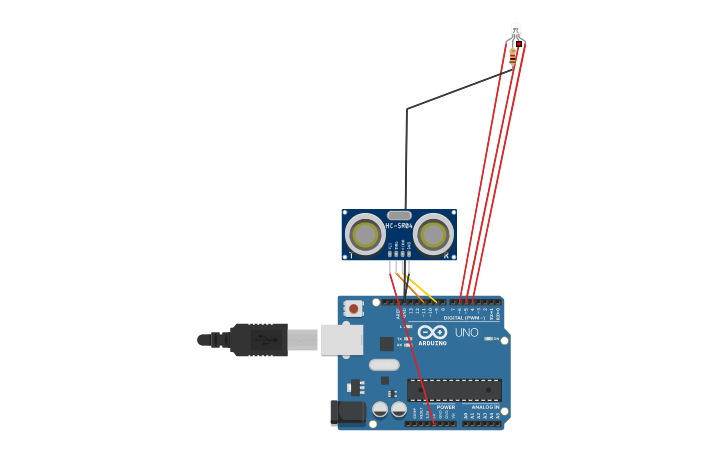 Circuit Design Ultrasonic Sensor Tinkercad