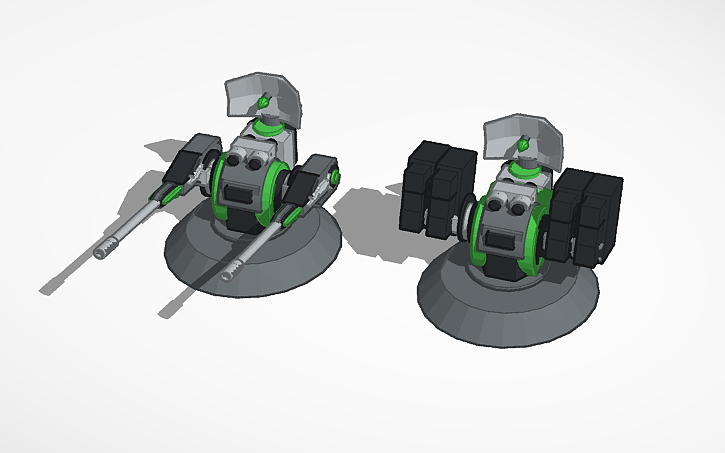 3D design Keyboard controlled AA turrets - Tinkercad