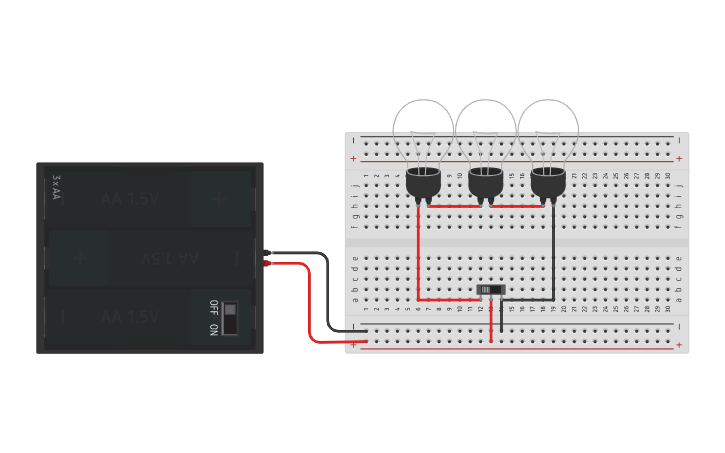 Circuit design Paula Pozo-Circuito en serie placa de pruebas - Tinkercad