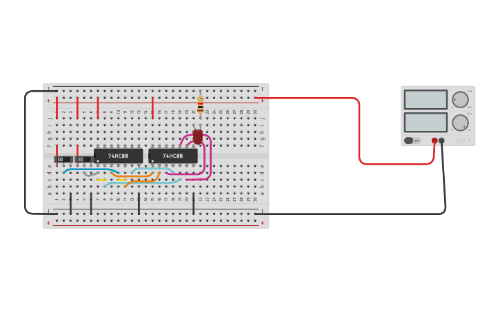 Circuit design XOR USING NAND - Tinkercad