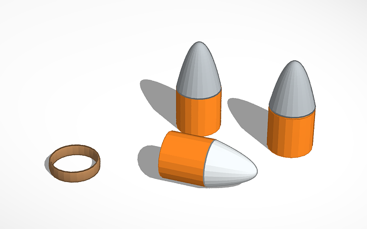 3D design 3 bullets and a ring - Tinkercad