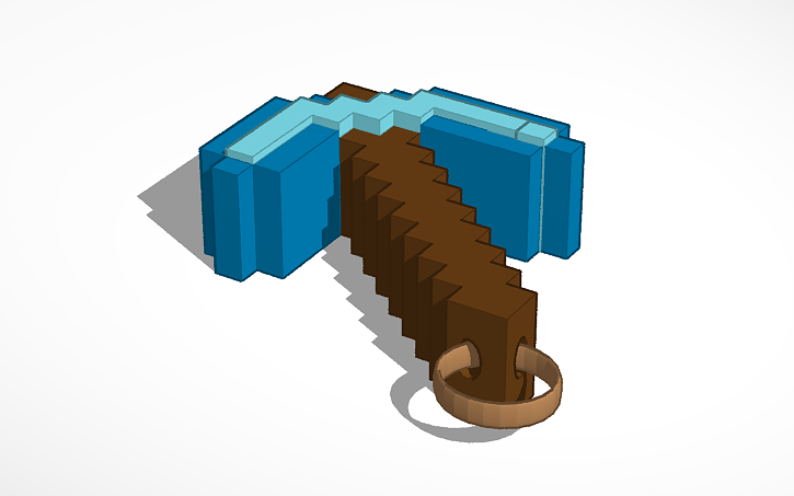 3D design minecraft pickaxe keychain - Tinkercad