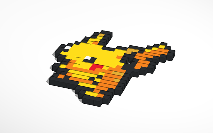3D design Pixel Pikachu - Tinkercad
