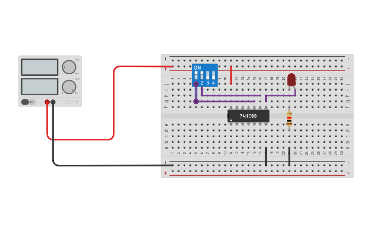 Circuit design AND Gate Simulation - Tinkercad