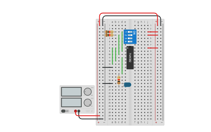 Circuit design OR Gate using NOR Gate | Tinkercad