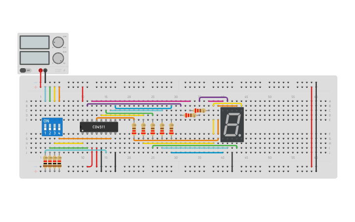 Circuit design BCD to 7-segment Decoder - Tinkercad