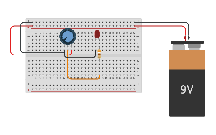 Circuit Design Controlling Bright Of Led Using Potentiometer Tinkercad