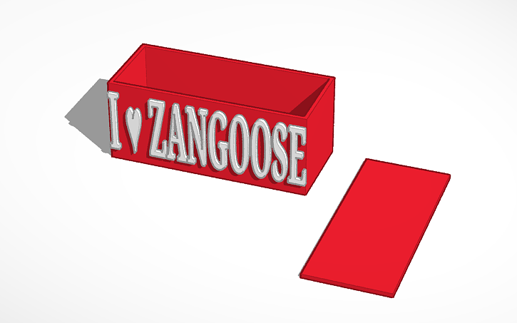 3D design 'I ♥ Zangoose' Jewelry Box (RED) | Tinkercad