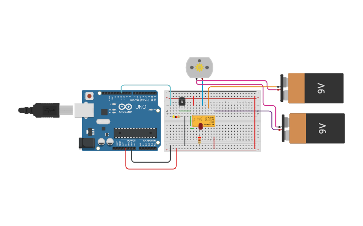Circuit design Moteur chgmt de sens (relais) - Tinkercad