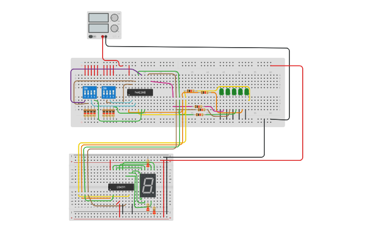 Circuit design sumador binario con lcd - Tinkercad