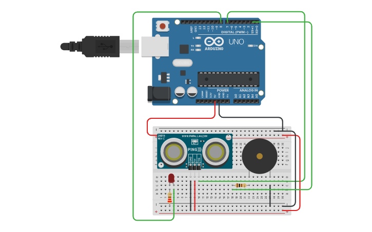 Circuit design Sensor de proximidade - Tinkercad
