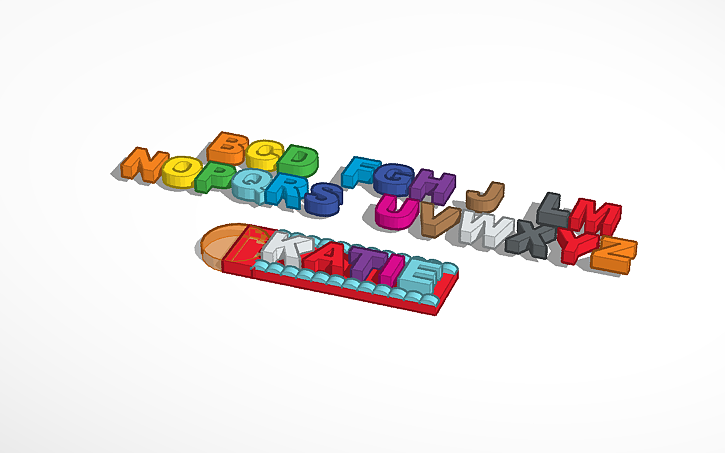 3D design Key Ring, Letters! - Tinkercad